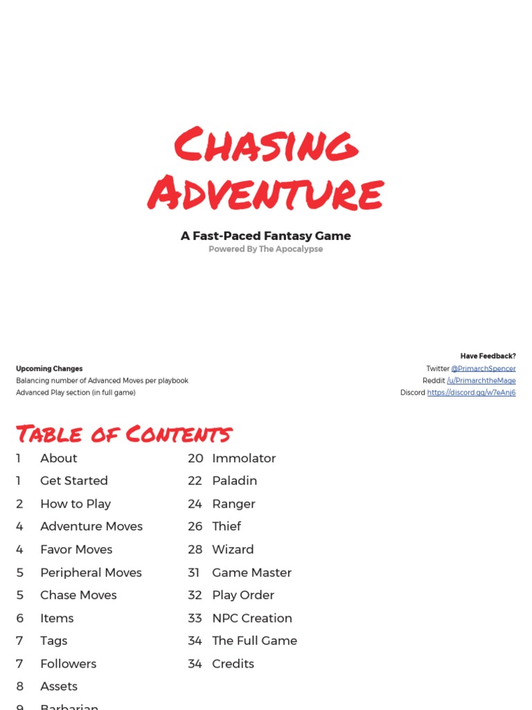 Chasing Adventure v0.7 Free | PDF | Role Playing Games | Tabletop Role ...