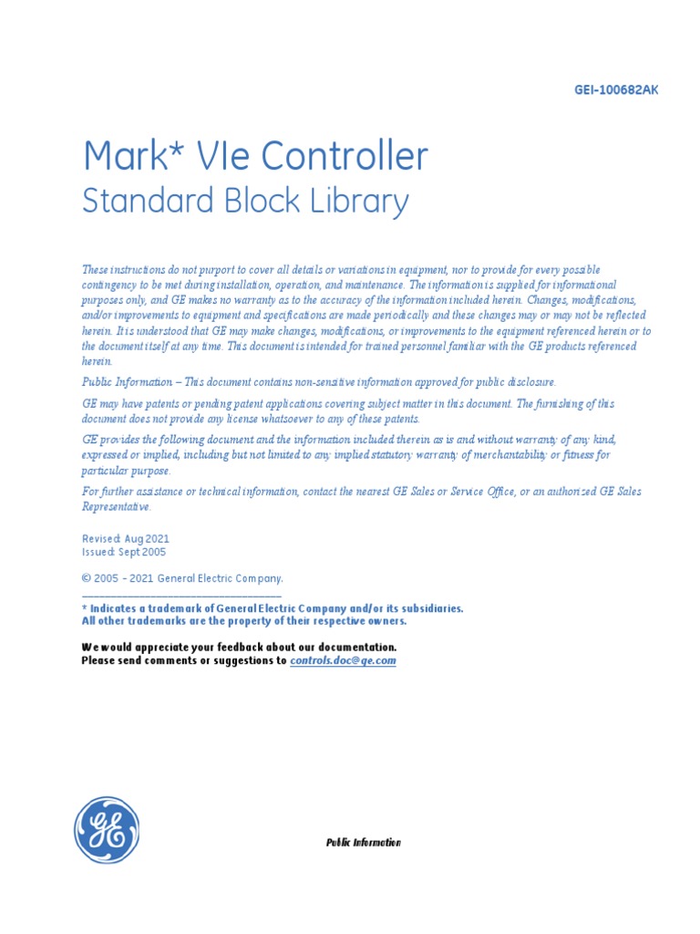 Mark Vie Controller: Standard Block Library | PDF | Data Type | Boolean ...