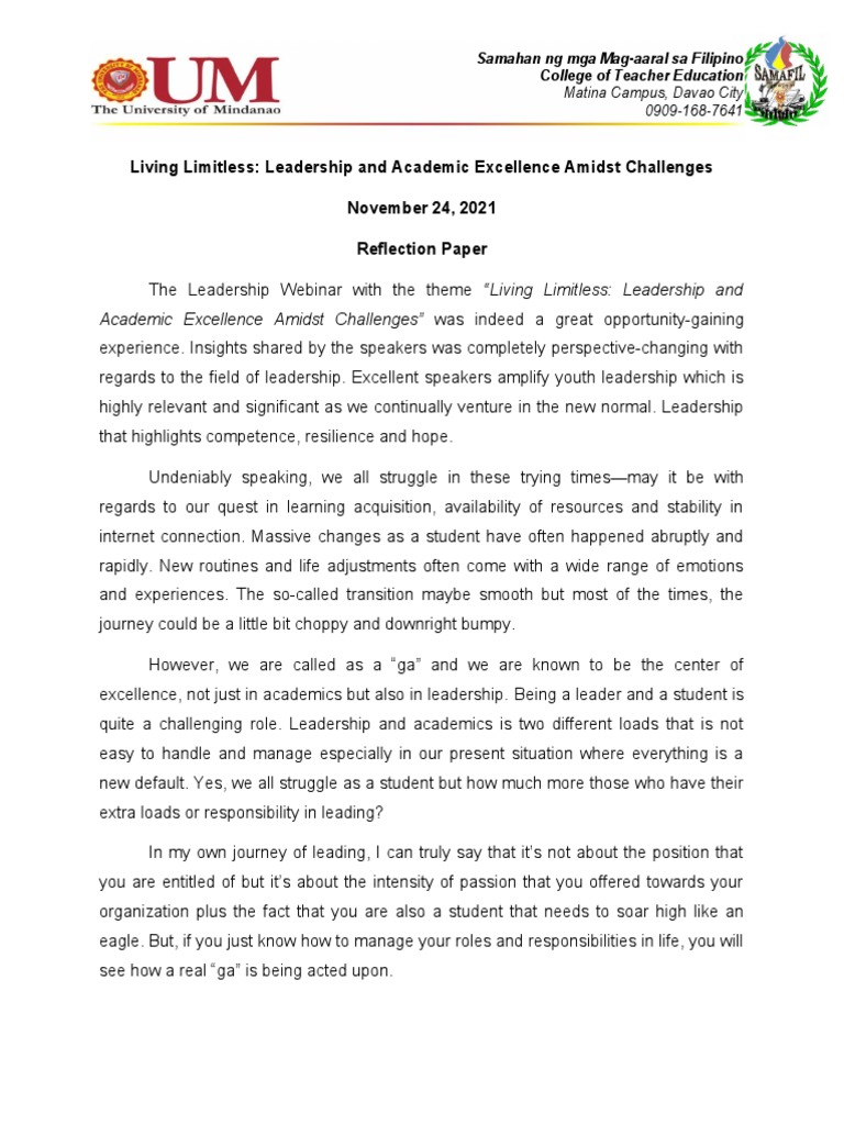 Leadership Webinar Reflection | PDF | Leadership | Cognitive Science