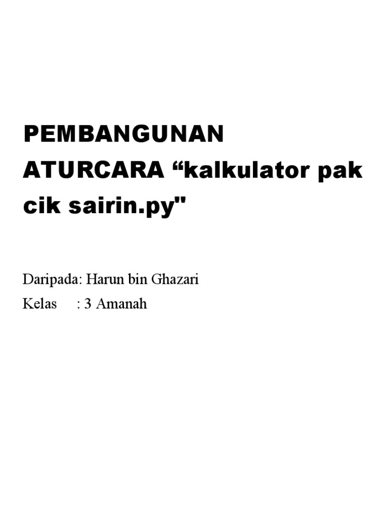 Kalkulator Pembayaran Kedai Runcit | PDF