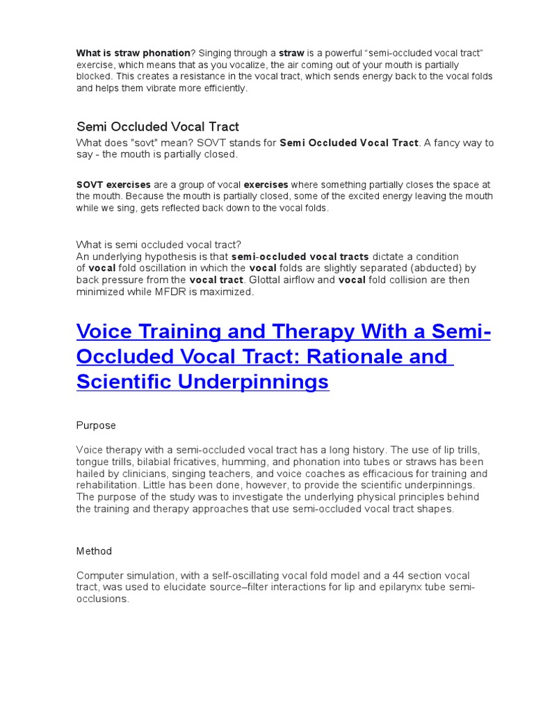 What Is Straw Phonation | PDF | Human Voice | Larynx
