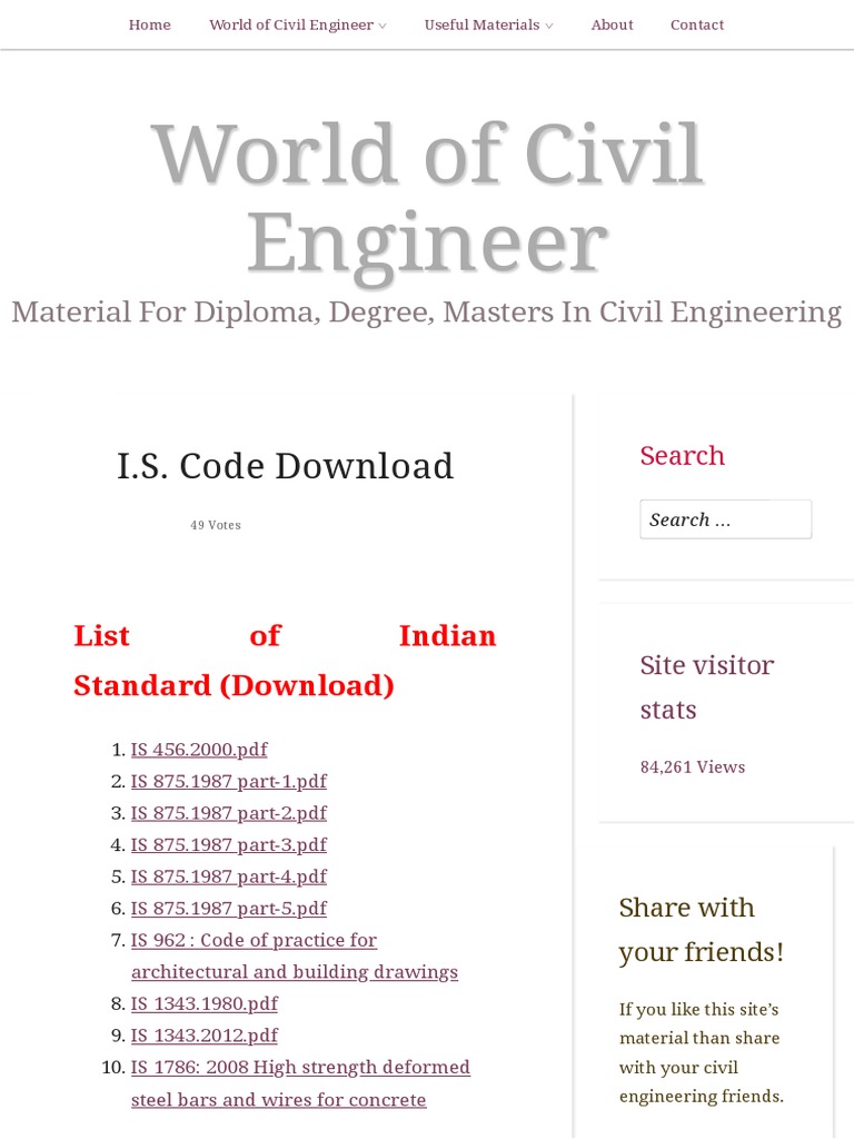 I.S. Code Download - World of Civil Engineer | PDF | Http Cookie | Plaster