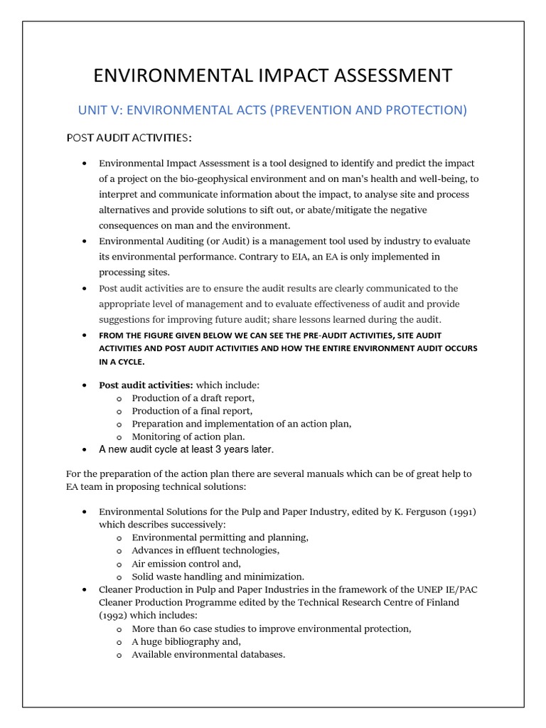Environmental Impact Assessment: Unit V: Environmental Acts (Prevention ...