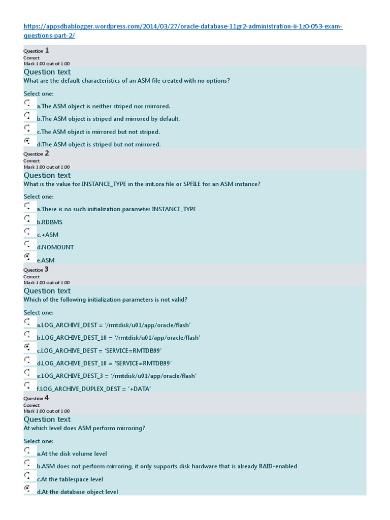 Question Text: Questions-Part-2 | PDF | Databases | Backup