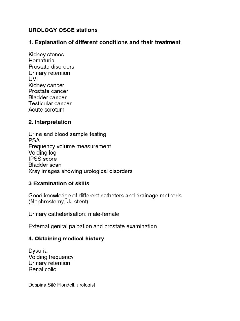 UROLOGY OSCE Skills English NT Version 2 | PDF | Art | Wellness