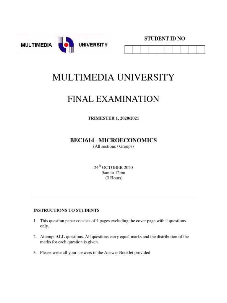 Multimedia University: Final Examination | PDF