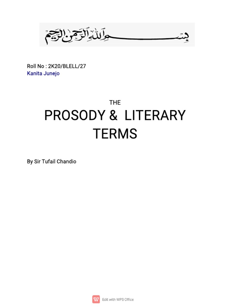 Prosody & Literary Terms S3 | PDF | Phonaesthetics | Poetic Form