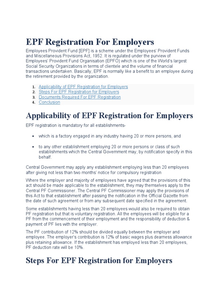 EPF Registration For Employers - Steps | PDF | Economies