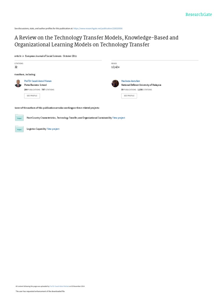 A Review On The Technology Transfer Models Knowled | PDF | Tacit ...