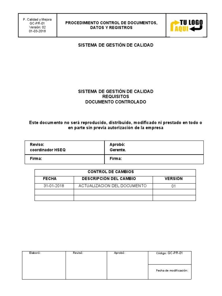 Procedimiento Del Control de Documentos | PDF | Archivo de computadora ...