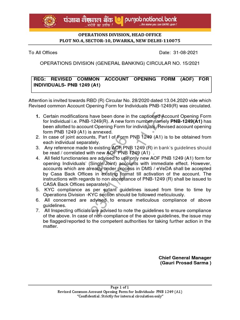 Page 1 of 1 Revised Common Account Opening Form For Individuals-PNB ...