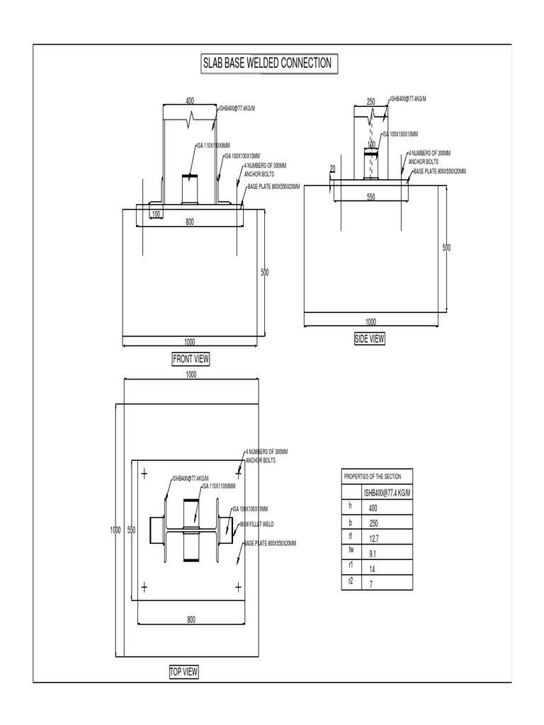 Drawing4-Model Slab Base Bolted | PDF | Mechanical Engineering | Joining