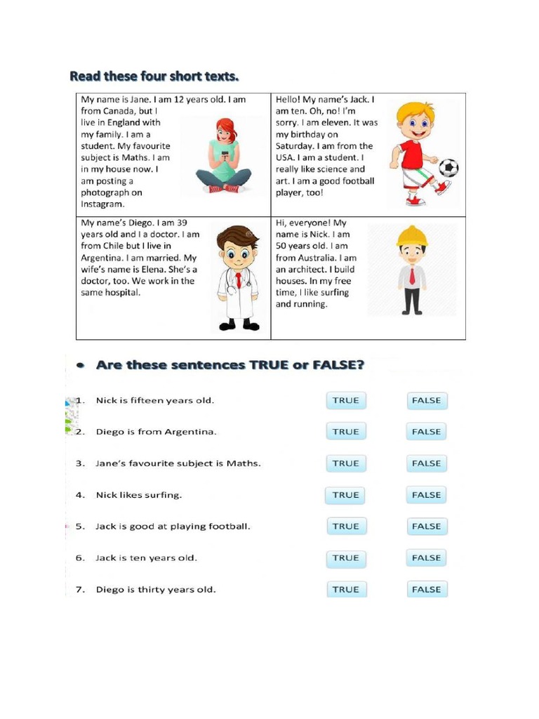 Verb To Be Reading Comprehension | PDF