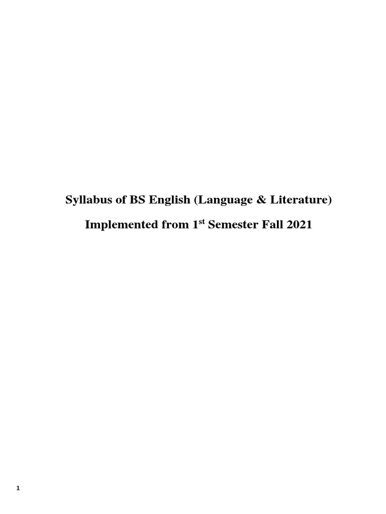 Syllabus of BS English (Language & Literature) Implemented From 1 ...