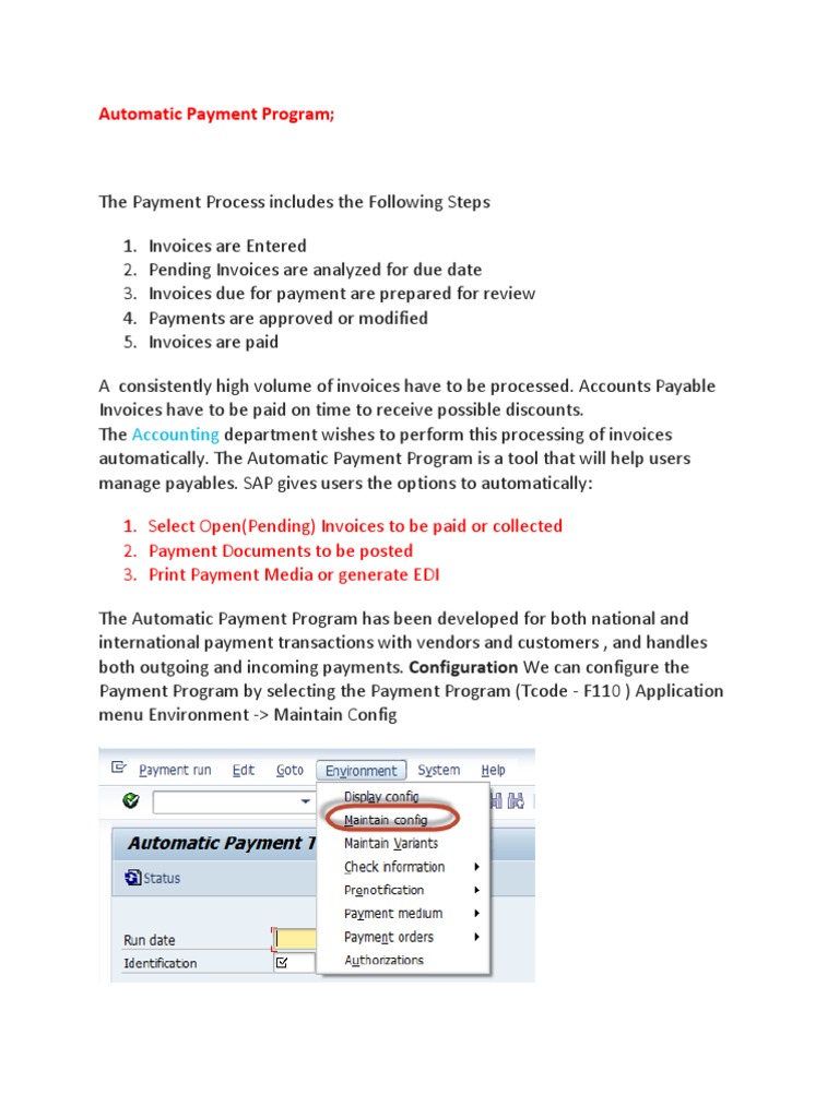 Automatic Payment Program : Accounting | PDF | Accounts Payable | Payments