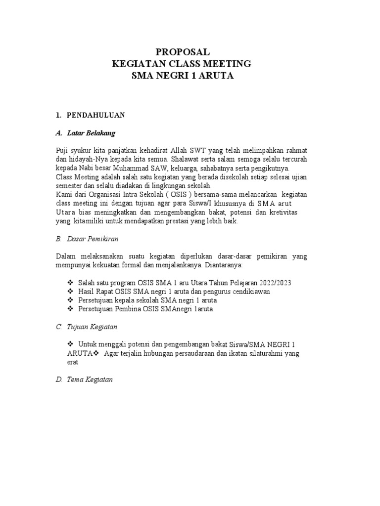 Proposal Class Meeting | PDF