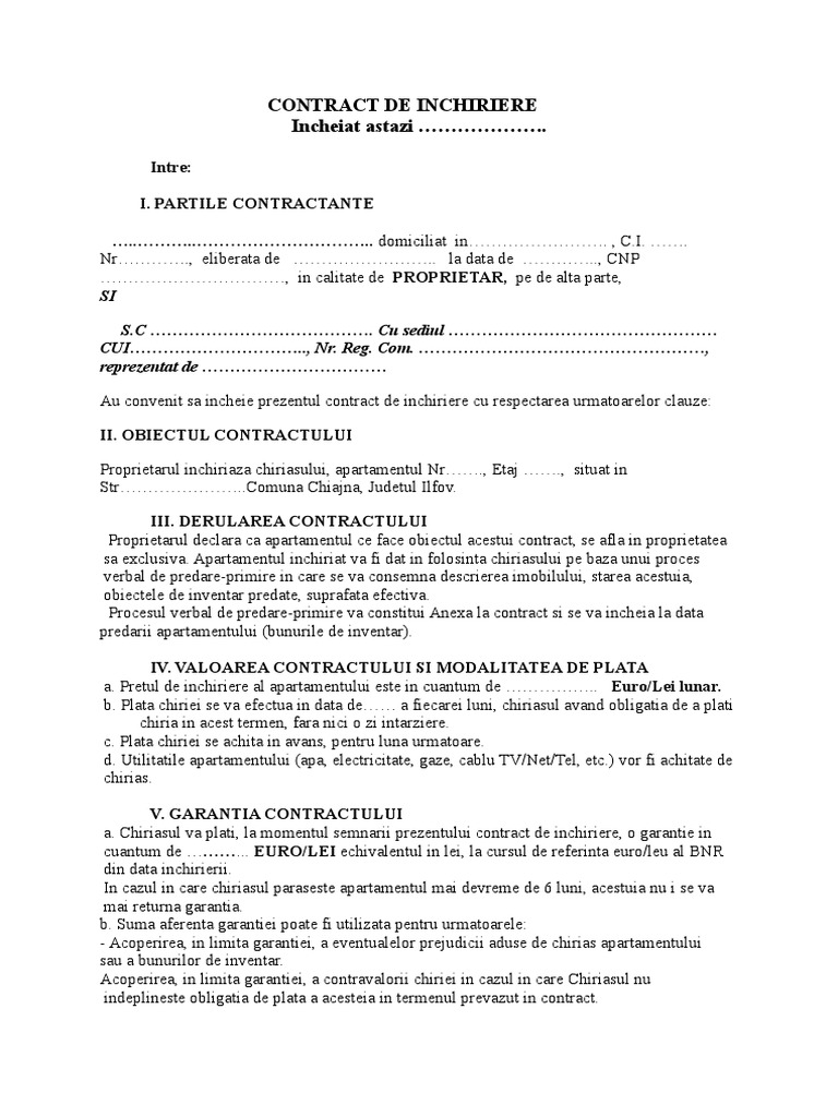 Model Contract de Inchiriere | PDF