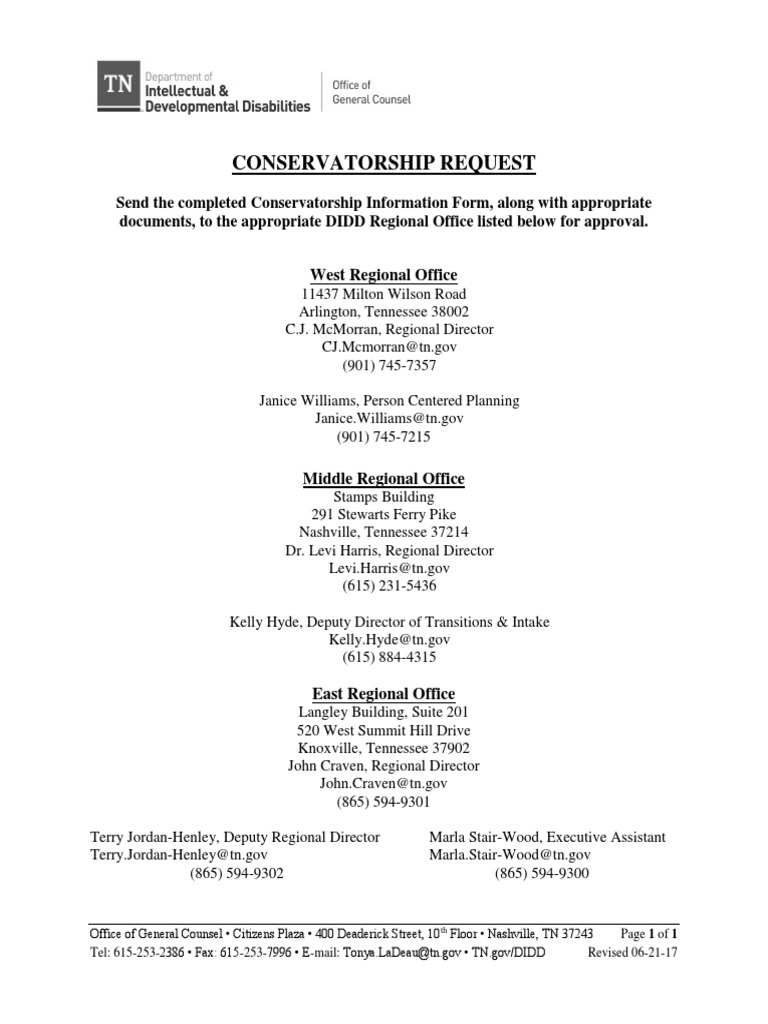 Conservatorship Request Instructions TN | PDF