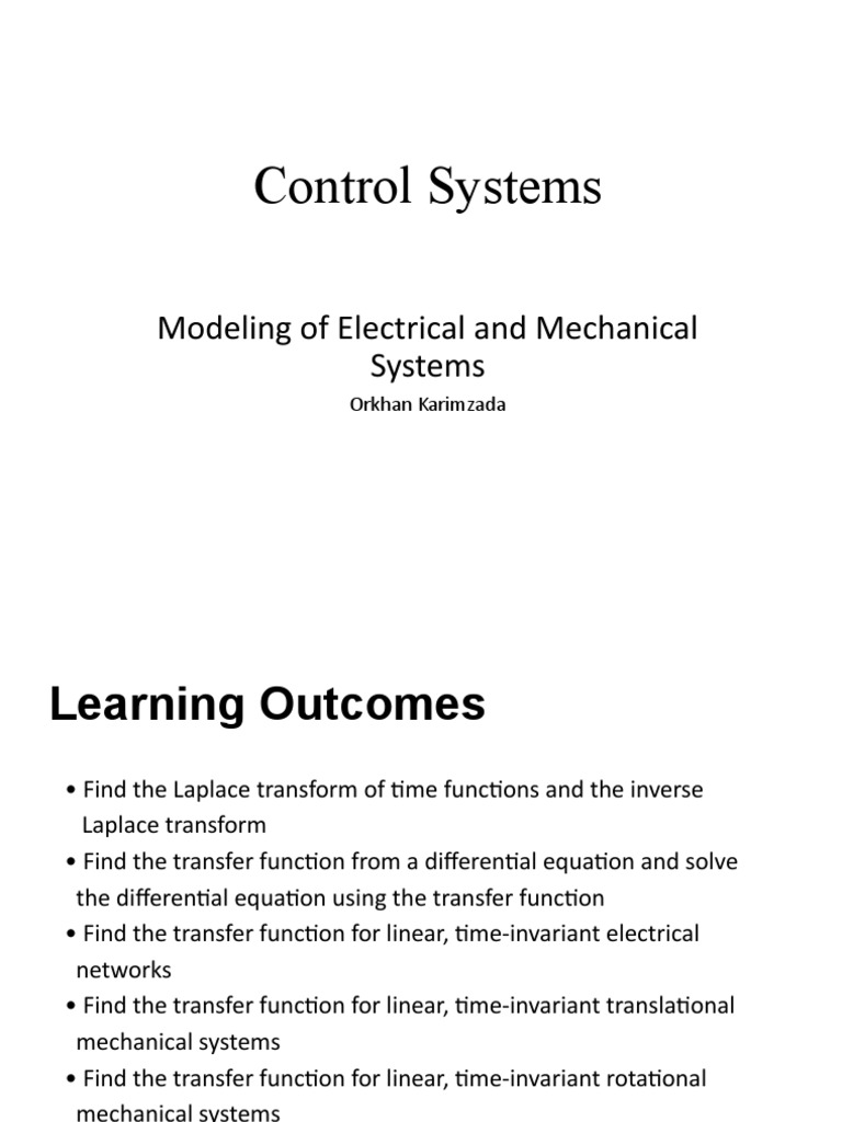 Control Systems: Modeling of Electrical and Mechanical Systems | PDF ...