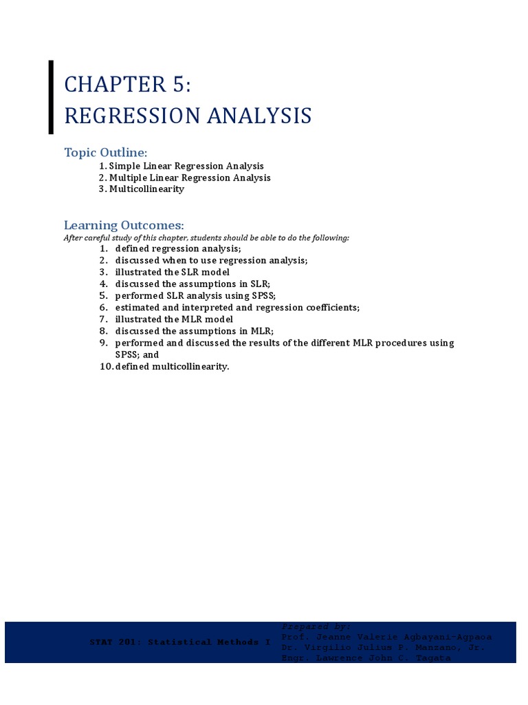 Chapter 5 Regression Analysis | PDF | Regression Analysis | Linear ... Chapter 5 Regression Analysis | PDF | Regression Analysis | Linear ...