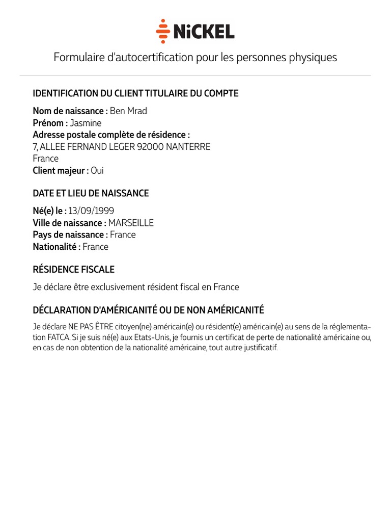 Formulaire d'auto-certification fiscale | PDF | Justice | Crime et violence