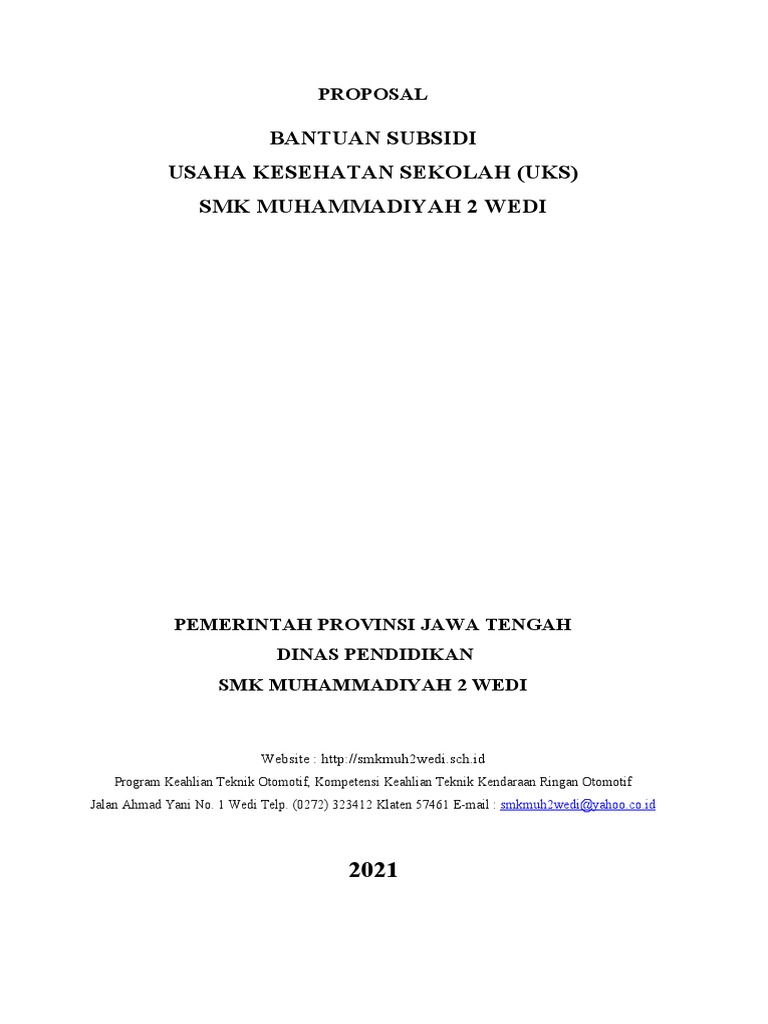 Proposal UKS SMK MUH 2 WEDI | PDF | Bisnis