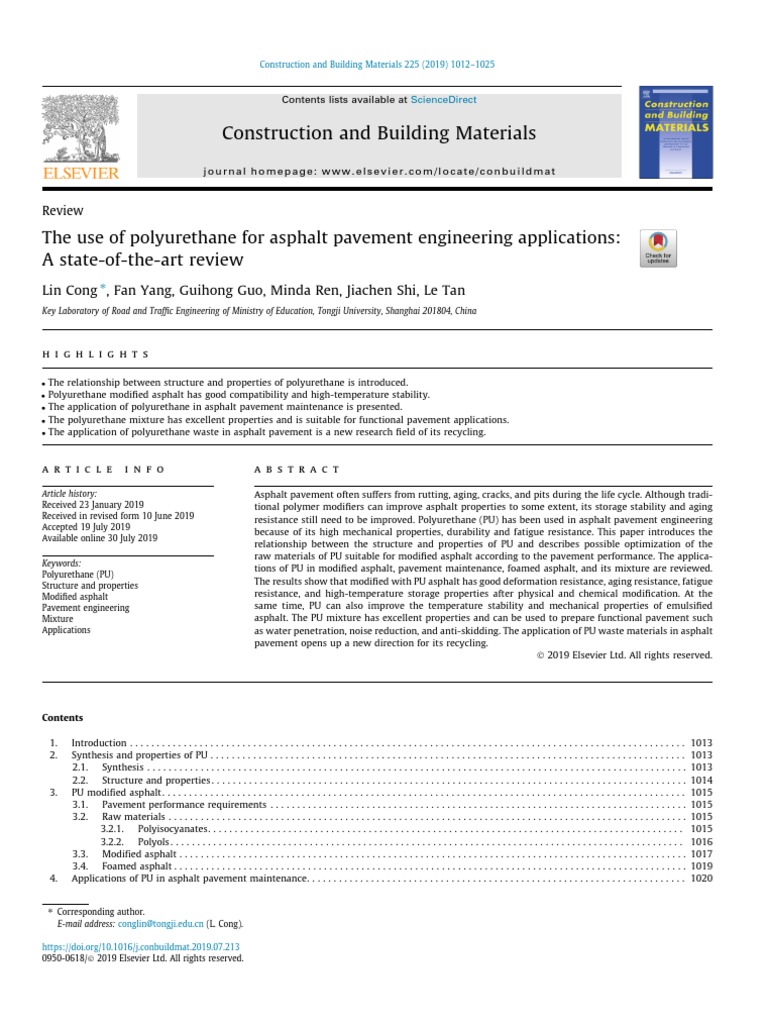 The Use of Polyurethane For Asphalt Pavement Engineering Applicationsa ...