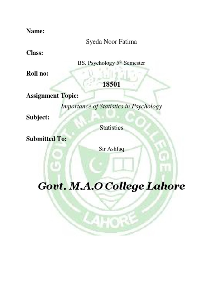 Assignment of Statistics | PDF | Statistics | Psychology