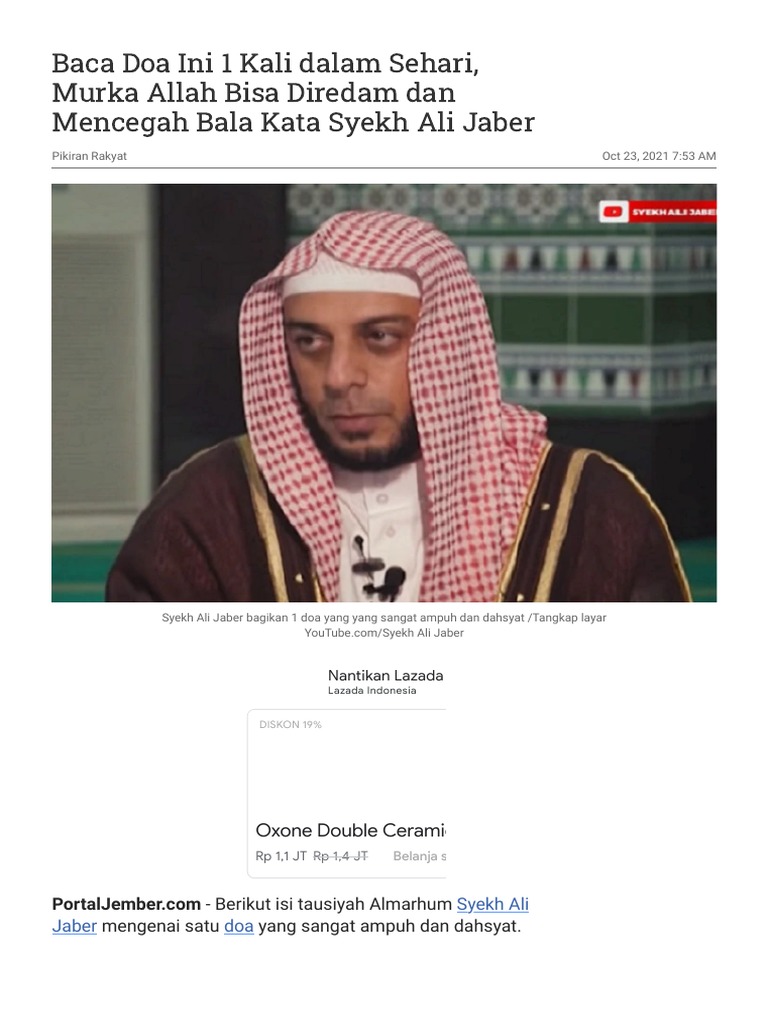 Baca Doa Ini 1 Kali Dalam Sehari, Murka Allah Bisa Diredam Dan Mencegah Bala Kata Syekh Ali ...
