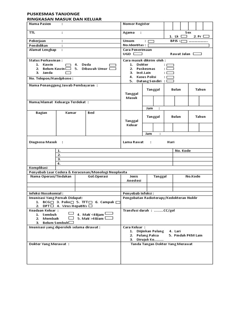 Format Status Pasien | PDF