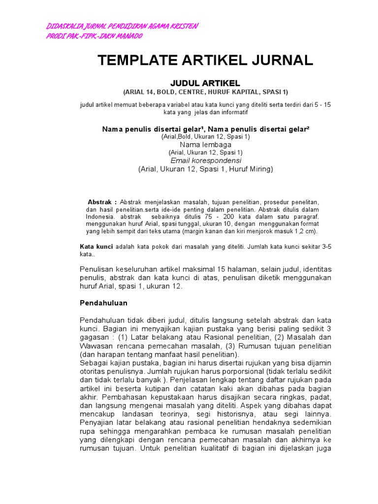 Template Artikel Jurnal PAK-1 | PDF