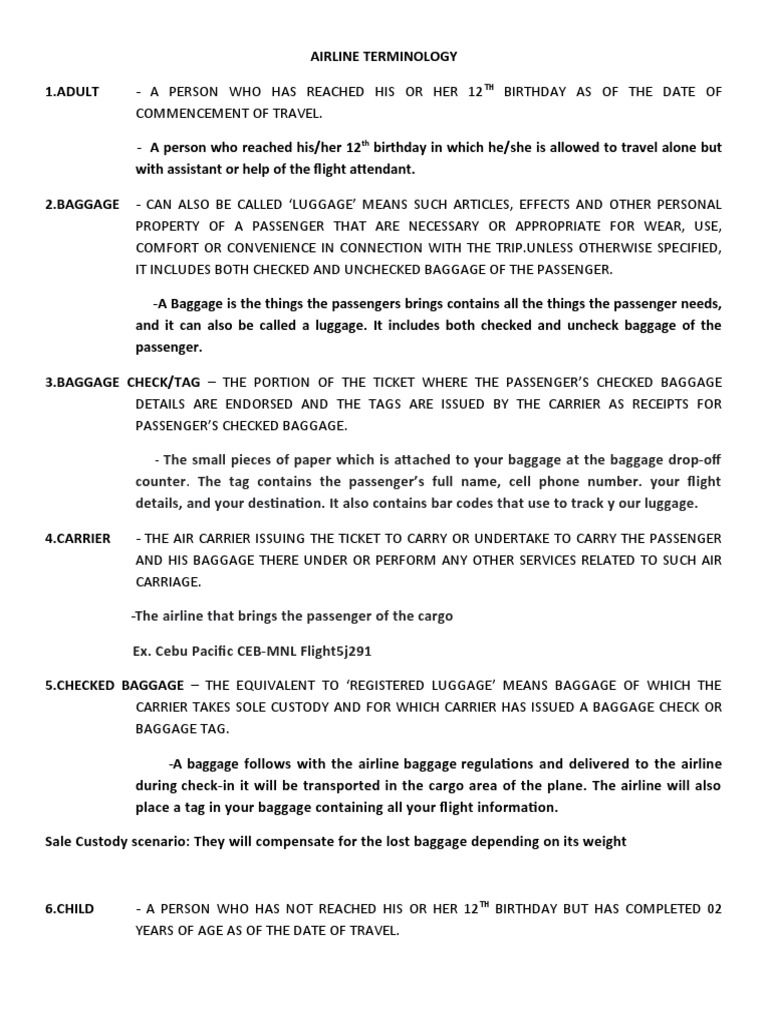 Essential Airline Terminology Guide | PDF | Baggage | Airlines