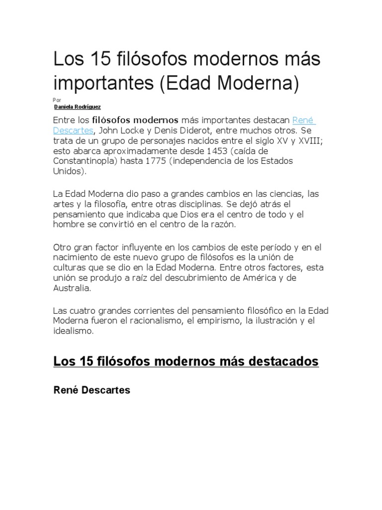 Los 15 Filósofos Modernos Más Importantes | PDF | René Descartes ...