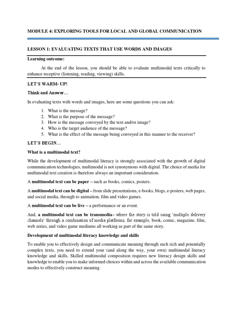 Module 4 Lesson 1 | PDF | Infographics | Communication