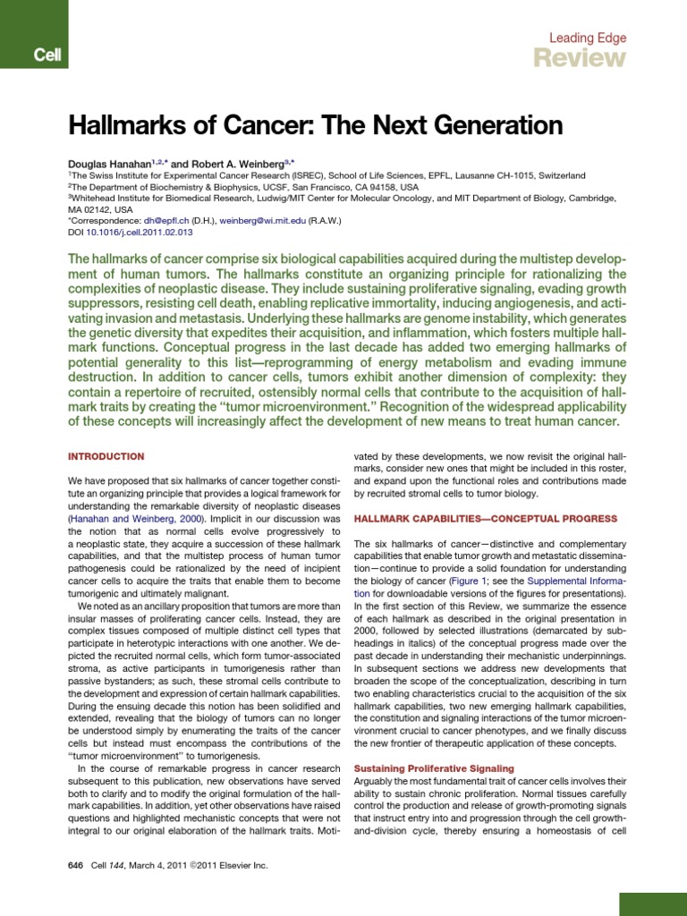 Hallmarks of Cancer: The Next Generation | Download Free PDF ...