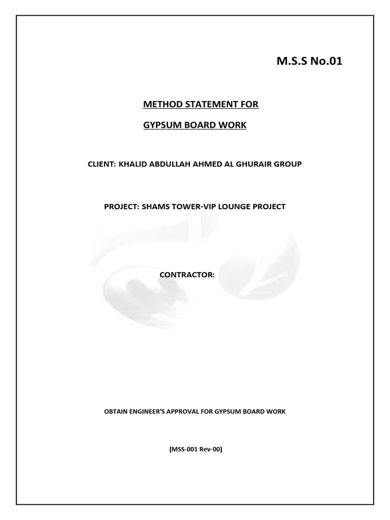 Method Statement Gypsum Board | PDF | Wall | Paint