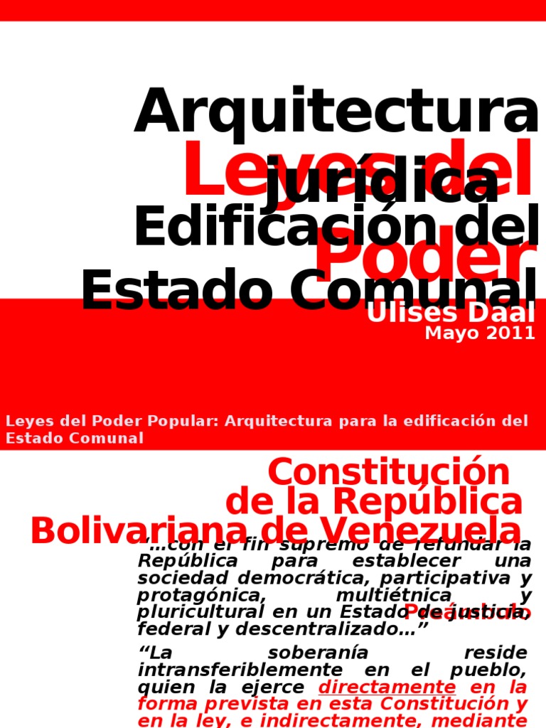 LEYES DEL PODER POPULAR Arquitectura Jurídica Del Estado Comunal | PDF ...