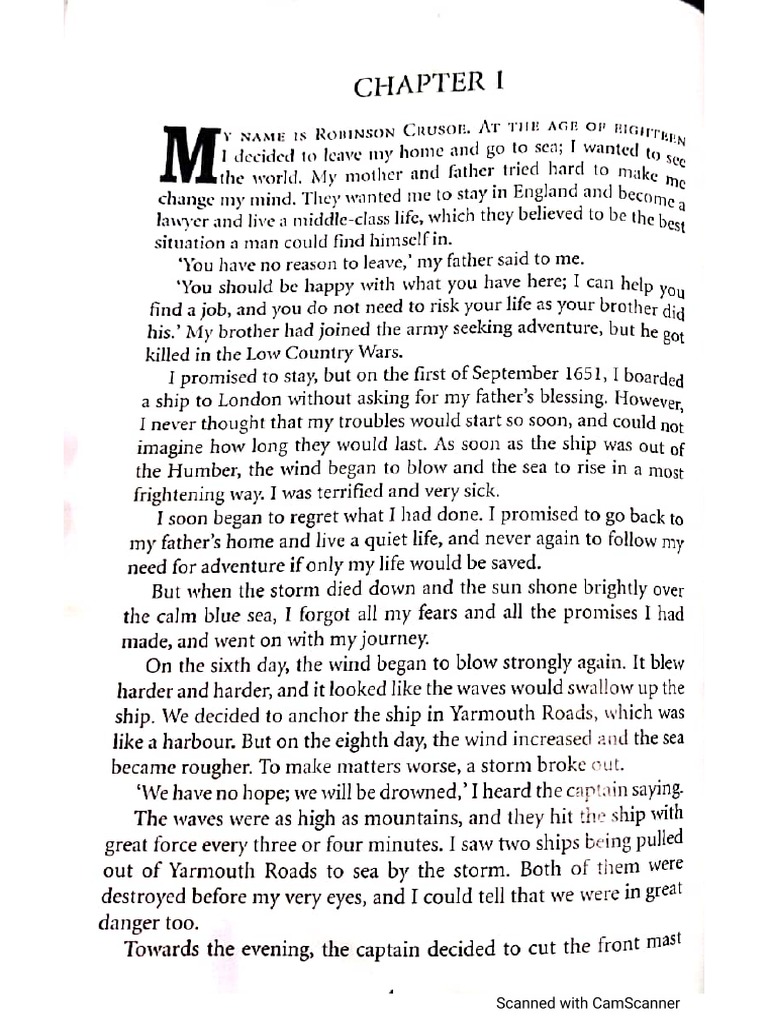 Robinson Crusoe Chapter 1 | PDF