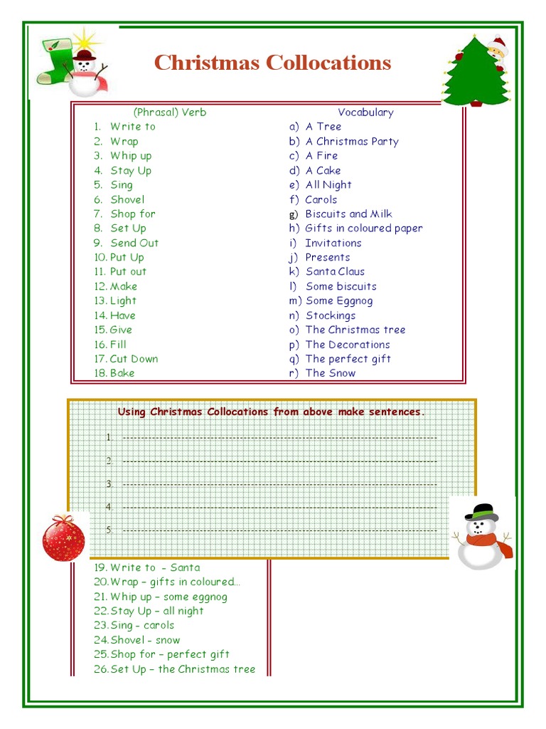 Using Christmas Collocations From Above Make Sentences | PDF