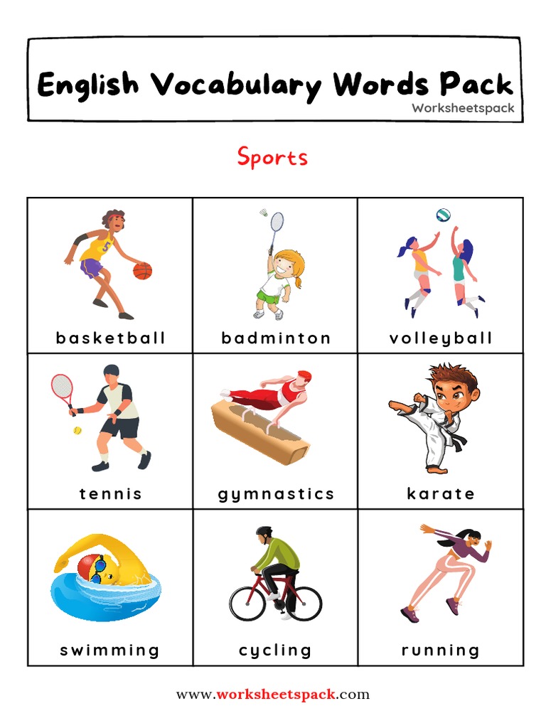 Kindergarten Sports Vocabulary Words | PDF