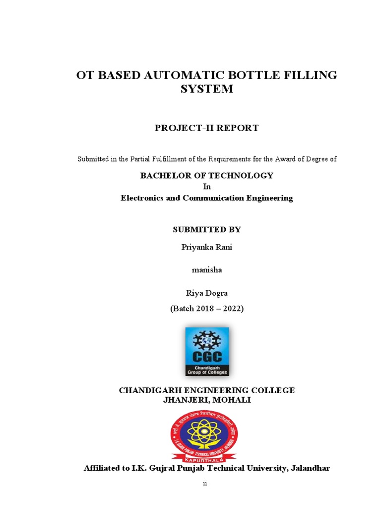 Automatic Bottle Filling Report | Download Free PDF | Programmable Logic Controller | Automation