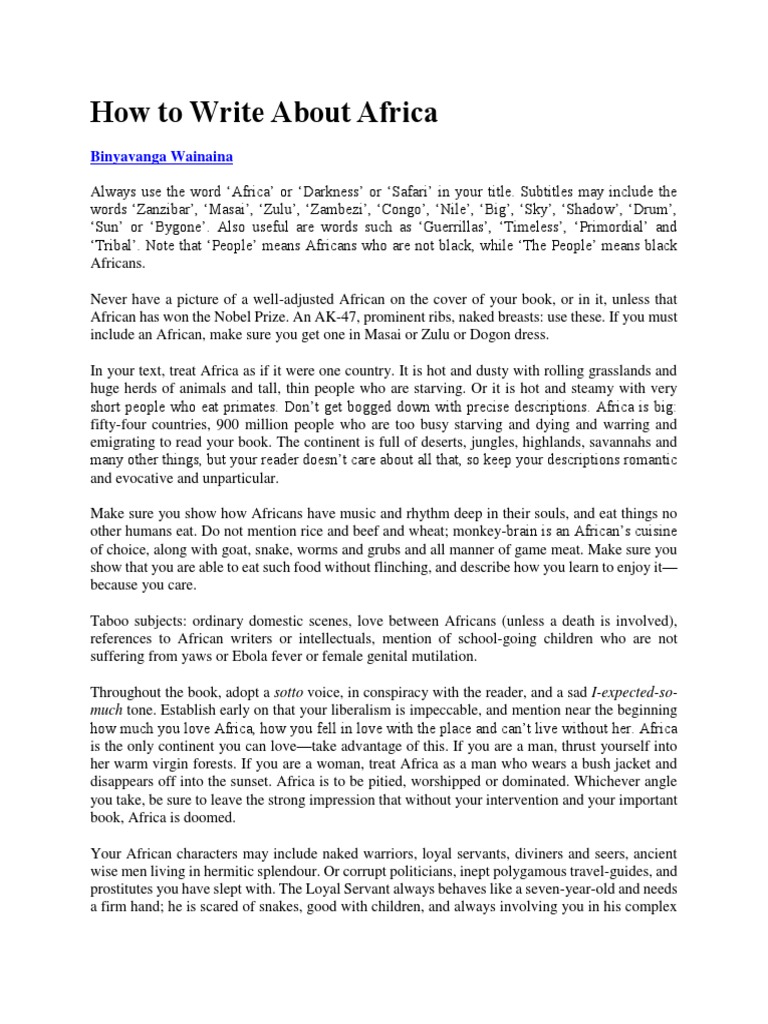 How To Write About Africa | PDF | Africa