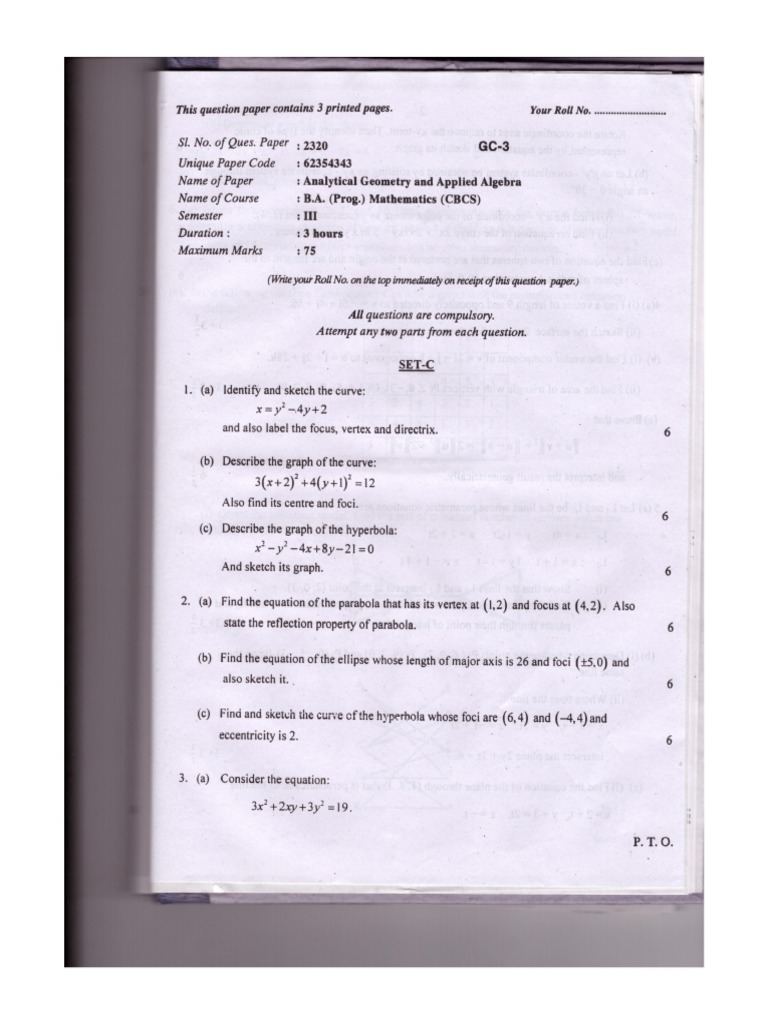 Analytical Geometry and Applied Algebra | PDF