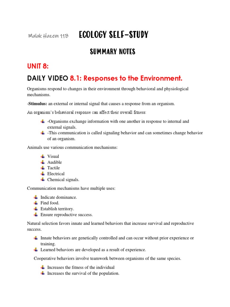 Ecology Study Notes: Organisms & Ecosystems | PDF | Food Web | Biodiversity