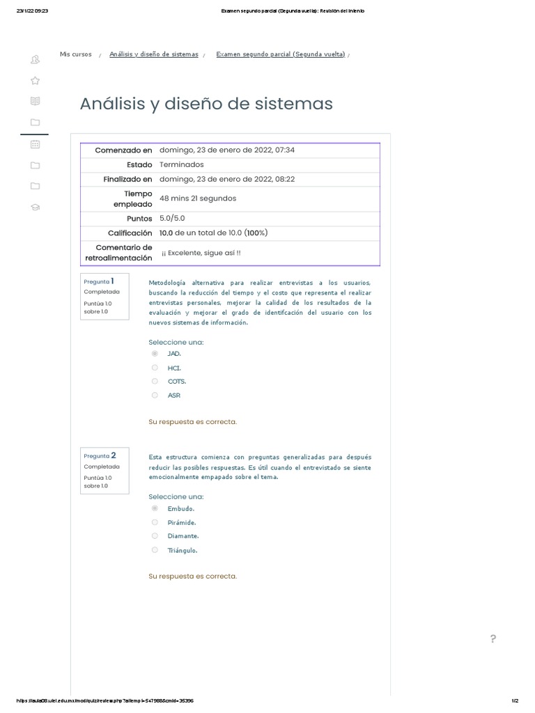 Examen segundo parcial (Segunda vuelta)_ Revisión del intento | PDF | Prueba (evaluación ...