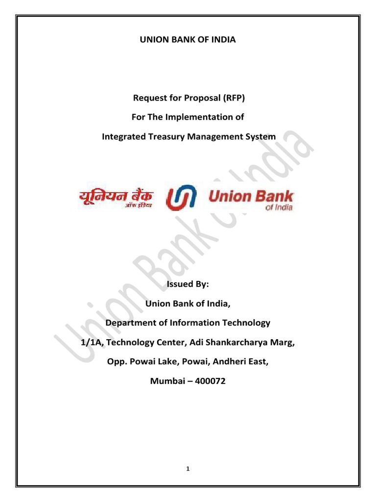 UBI RFP Integrated Treasury Management System RFP - Itms - Dit ...