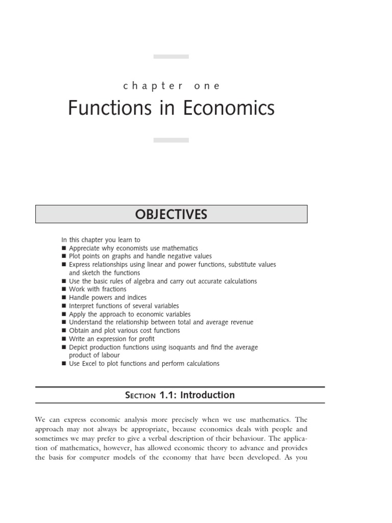 Functions in Economics: Objectives | PDF | Cartesian Coordinate System ...