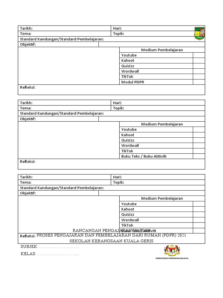 Template RPH PDPR | PDF