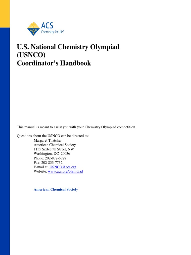 U.S. National Chemistry Olympiad (Usnco) Coordinator's Handbook | PDF ...