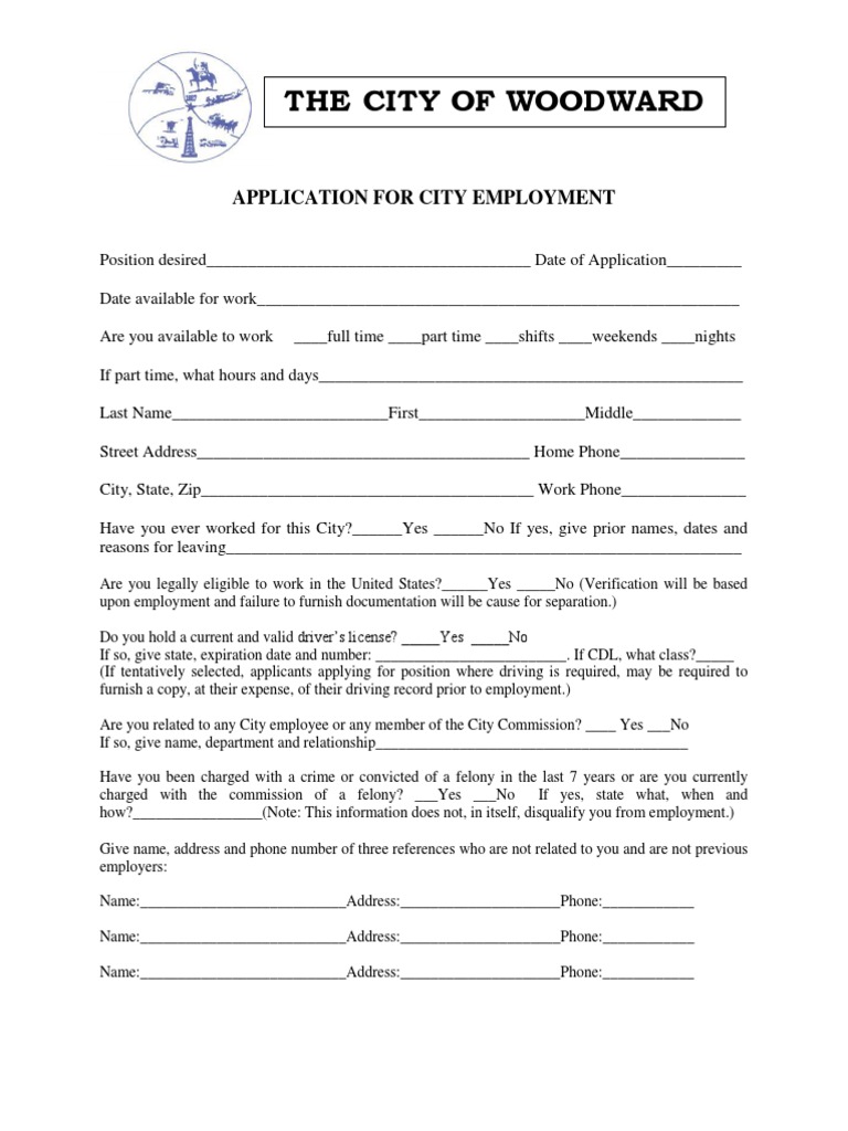 Application For City Employment-Revised | PDF | Drug Test | Employment